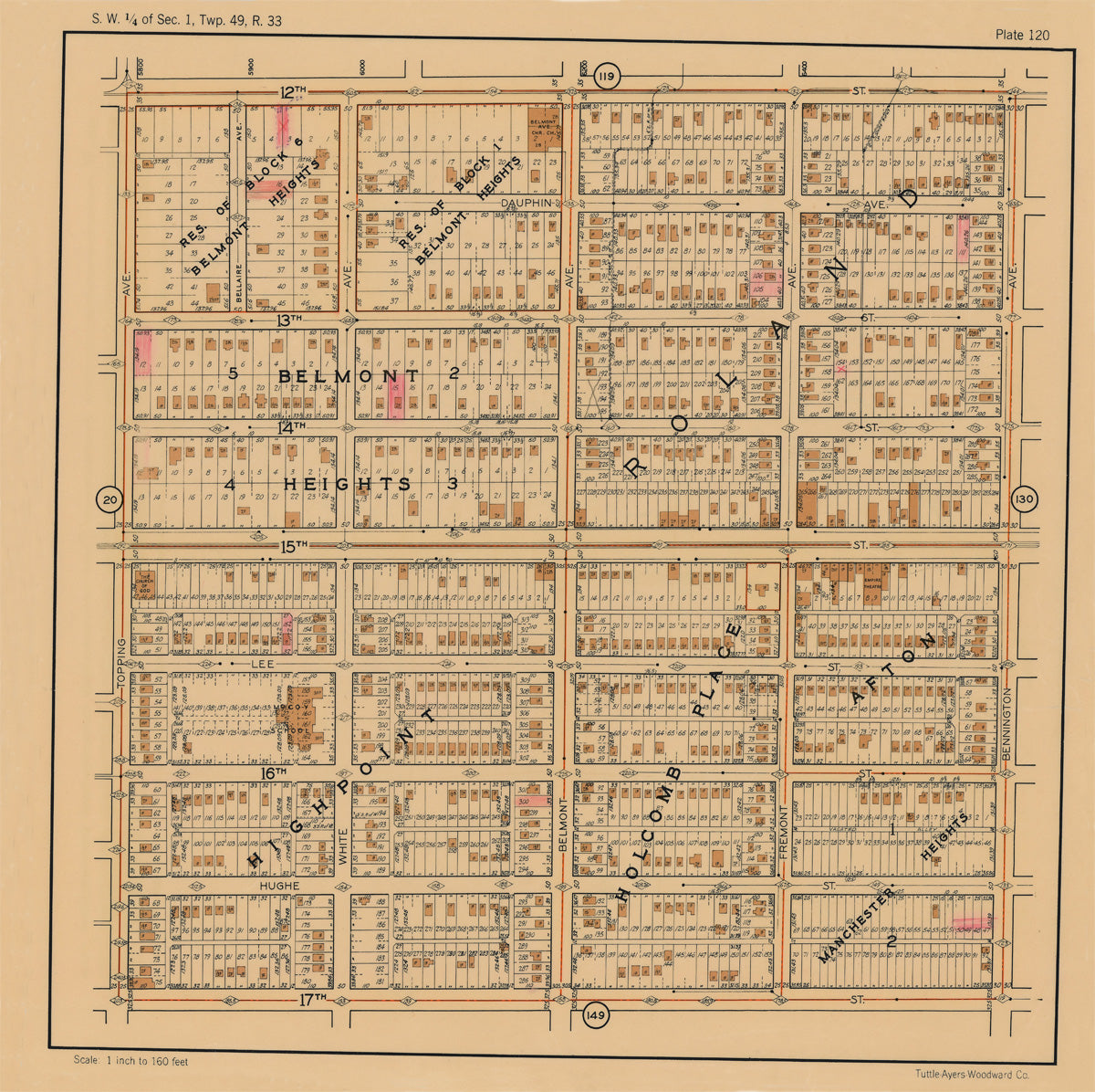 Kansas City 1925 Neighborhood Map - Plate #120 12th-17th Topping-Benni ...