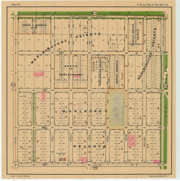 Kansas City 1925 Neighborhood Map - Plate #155 71st-75th Troost-Woodla ...