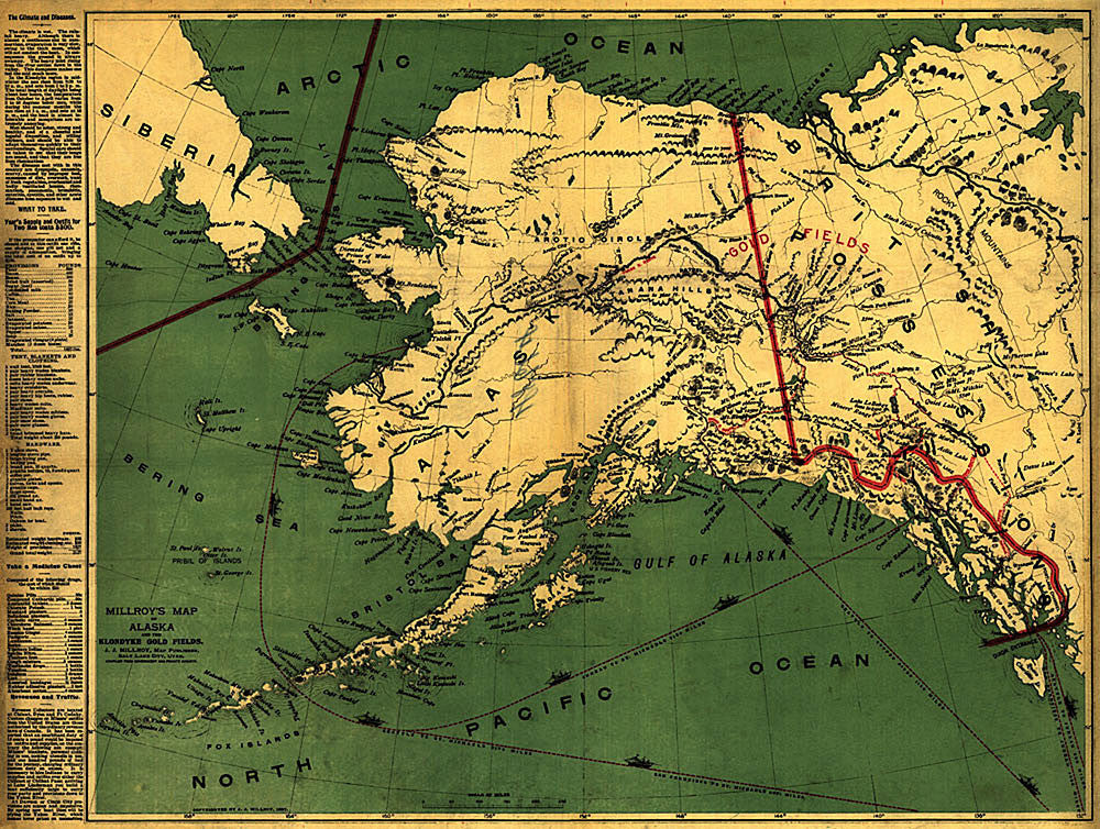 Alaska Antique Vintage Map 1897 - Gallup Map