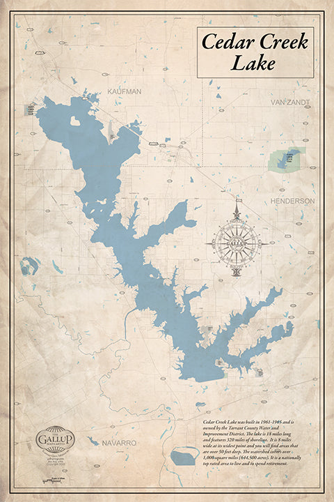 Cedar Lake Map Of Texas Cedar Creek Lake, Texas Wood & Metal Wall