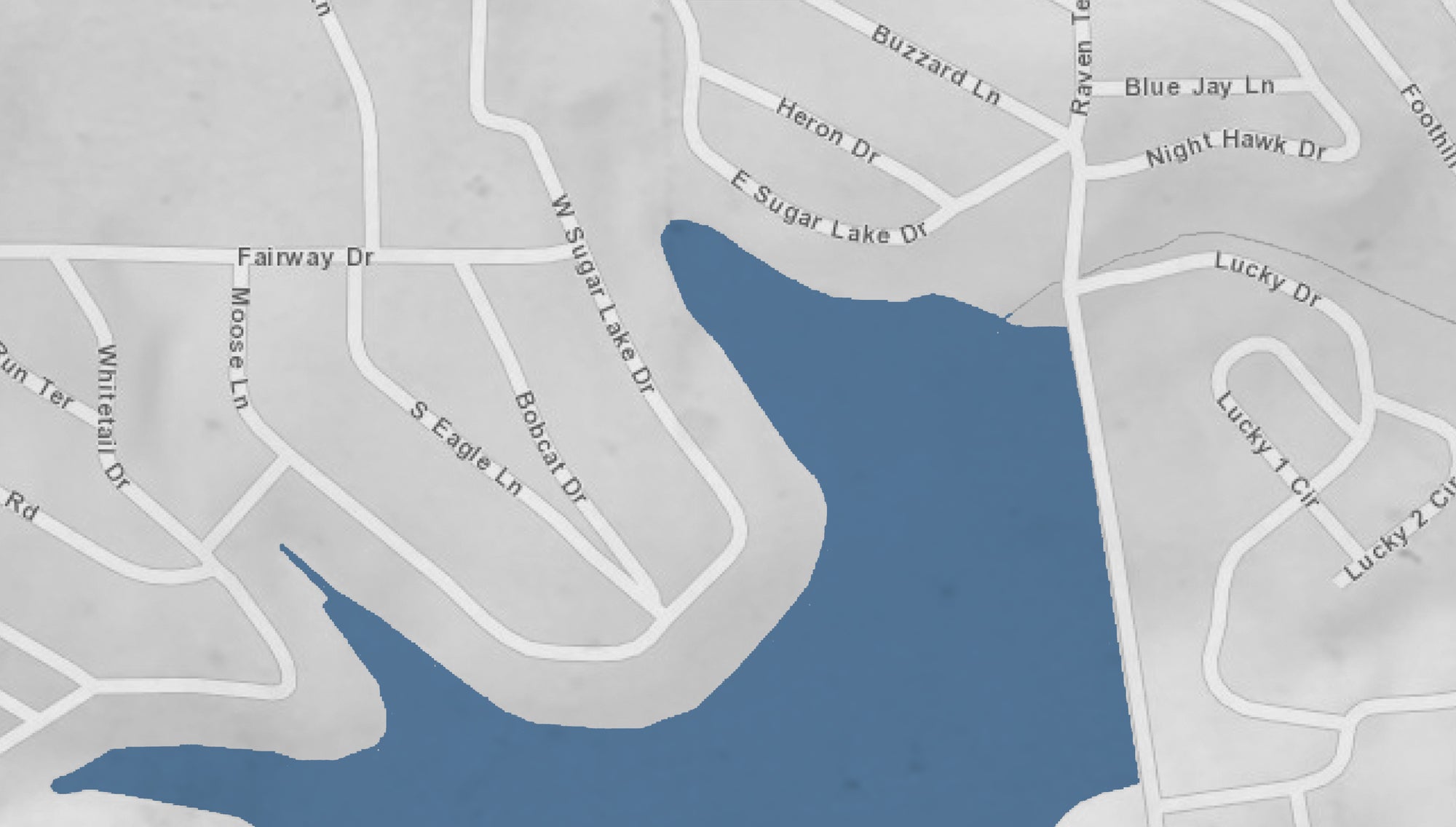 Sugar Valley Lake Classic Gray Style Canvas Map - Gallup Map